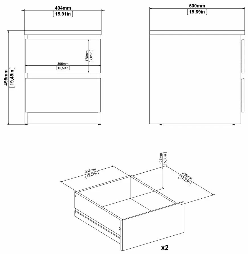 Tvilum Noční stolek Simplicity 230 bílý lesk