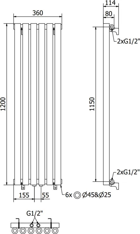 Mexen Nevada, topné těleso 1200 x 360 mm, 483 W, černá, W201-1200-360-00-70