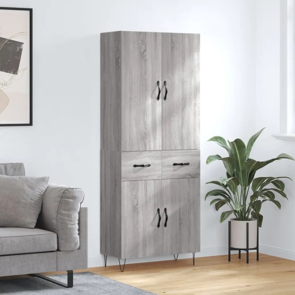 Skříň highboard šedá sonoma 69,5 x 34 x 180 cm kompozitní dřevo 3198183
