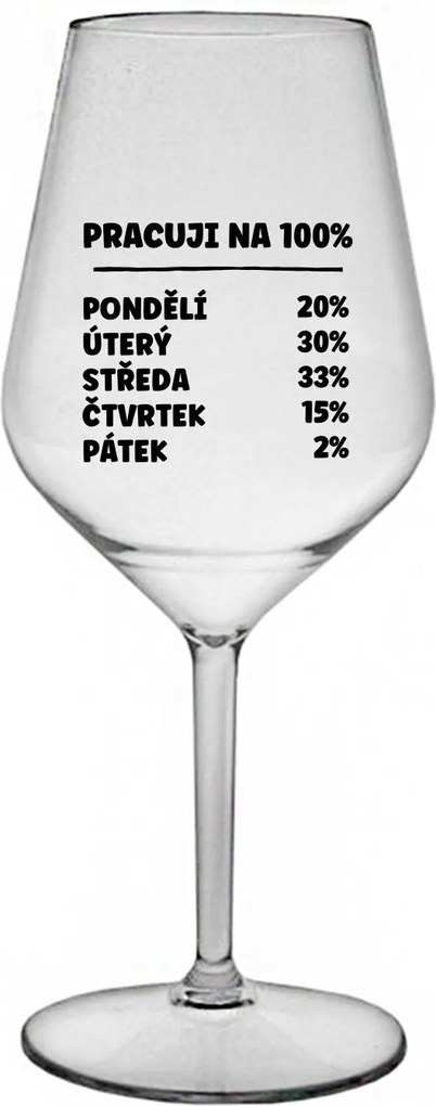 PRACUJI NA 100% - čirá nerozbitná sklenice na víno 470 ml