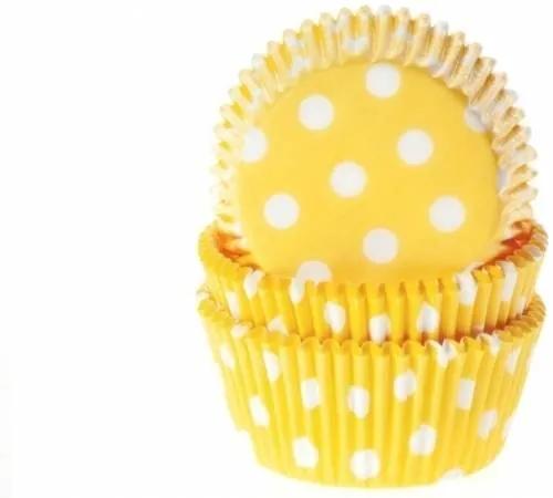 Košíčky na muffiny 50ks žluté s puntíky - House of Marie