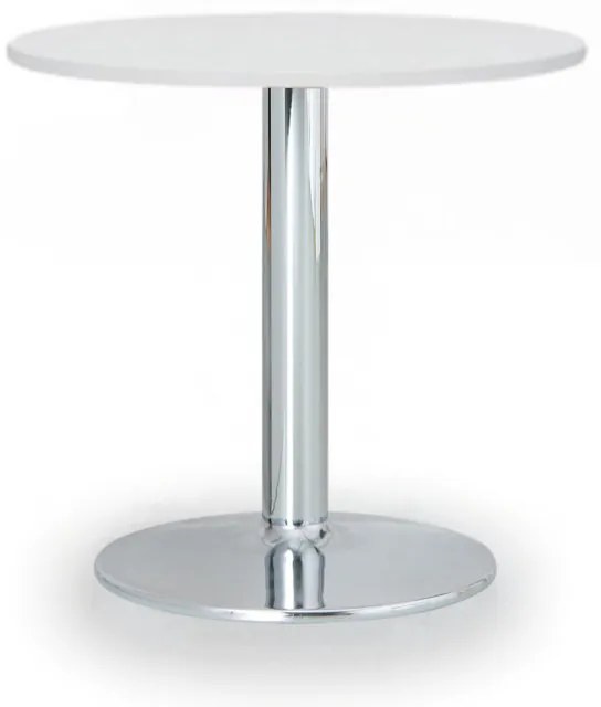 Konferenční stolek ZEUS II, průměr 60 cm, chromovaná podnož, bílá