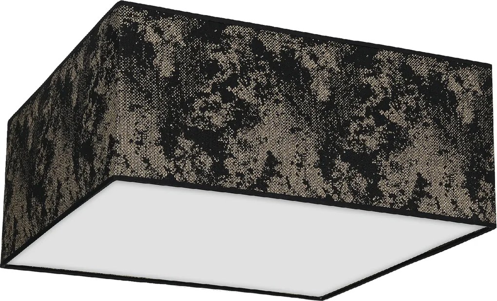 Stropní svítidlo Satino Square, 1x černé/zlaté textilní stínítko, (bílé plexisklo), (50 cm)