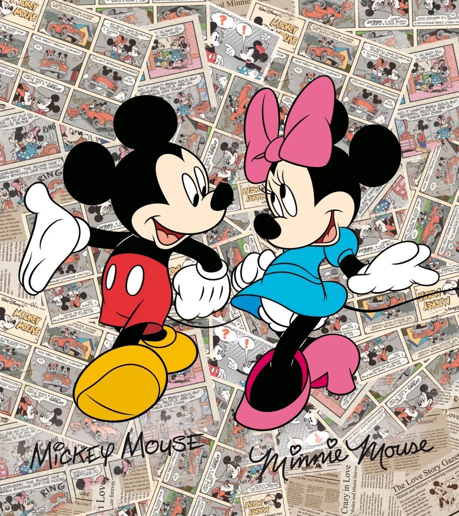 FTDxl1936 Dětská papírová fototapeta AG Design Mickey a Minnie, velikost 180 x 202 cm