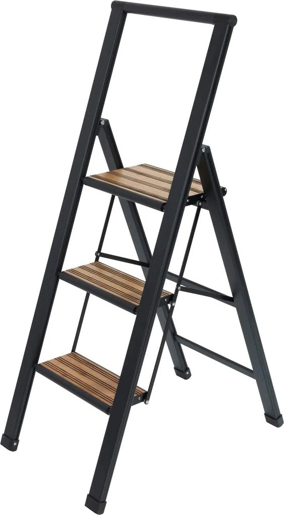 Skládací schůdkový žebřík, černý, 3 schody, WENKO