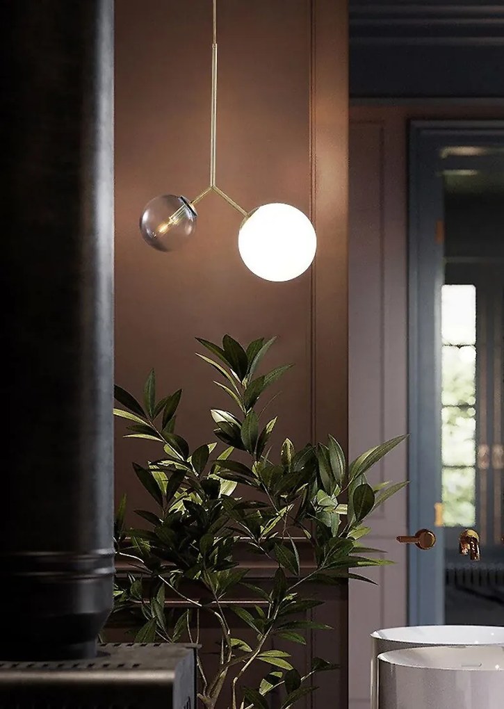 Toolight - stropní skleněná lampa E27 60W APP1013-2CP, zlatá, OSW-09482