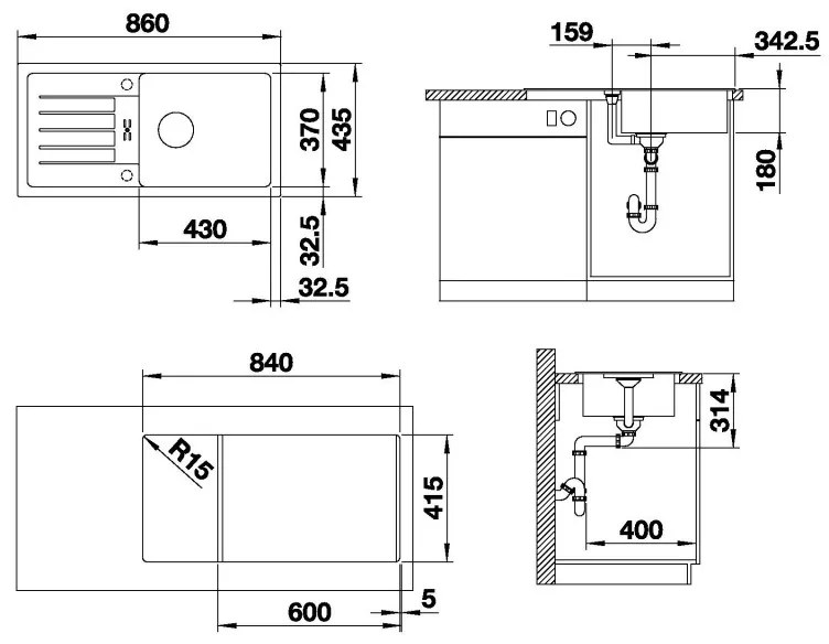 Dřez Blanco Favum XL, antracit