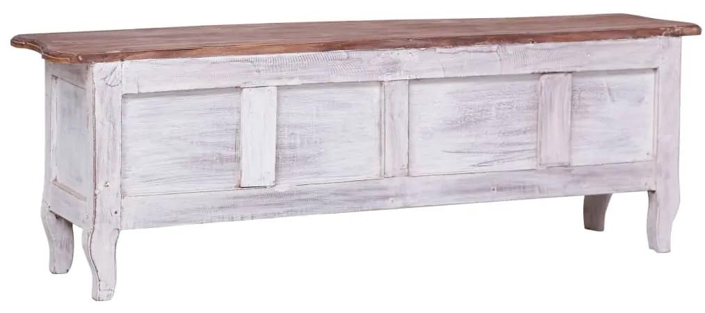 TV stolek Greyson - masivní recyklované dřevo - bílý | 120x30x40 cm