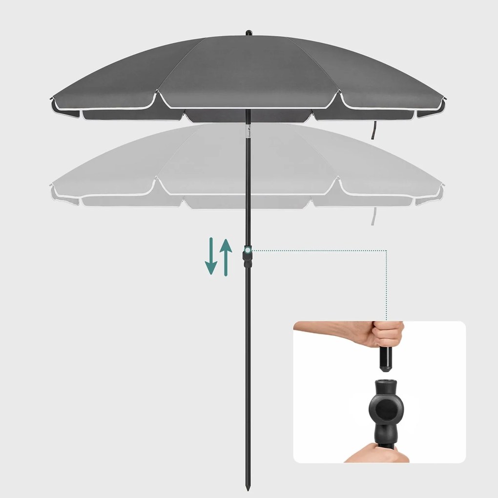 Slunečník SOLARA, Ø160 cm, šedá SongmicsHome