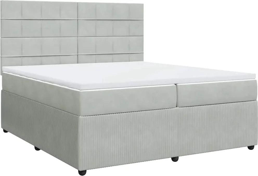 Box spring postel s matrací světle šedá 200x200 cm samet 3294730