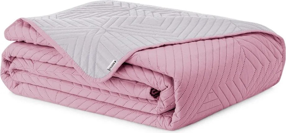Růžový/světle šedý prošívaný přehoz z mikrovlákna 220x240 cm Softa – Restilo