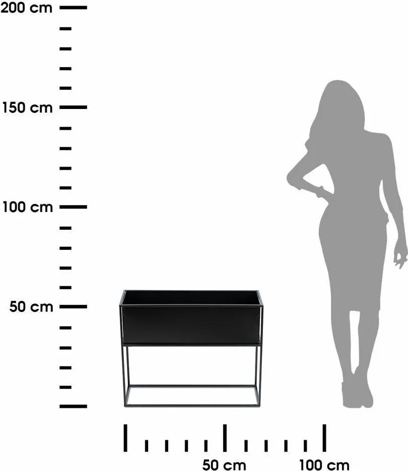 KOVOVÝ KVĚTINÁČ SE STOJÁNEM RECT 50X24X64 CM ČERNÁ