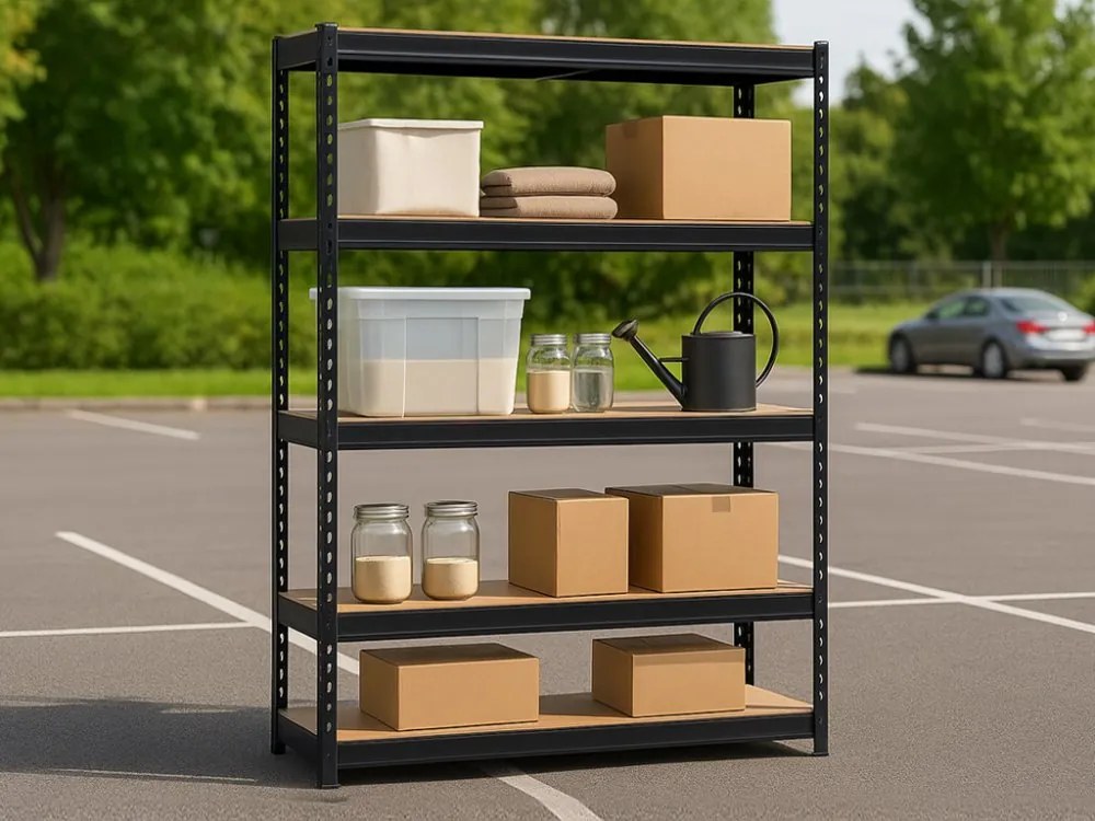 Akce 10x Regál 216x120x50 cm profesionální 5-policový, nosnost 200 kg - černý