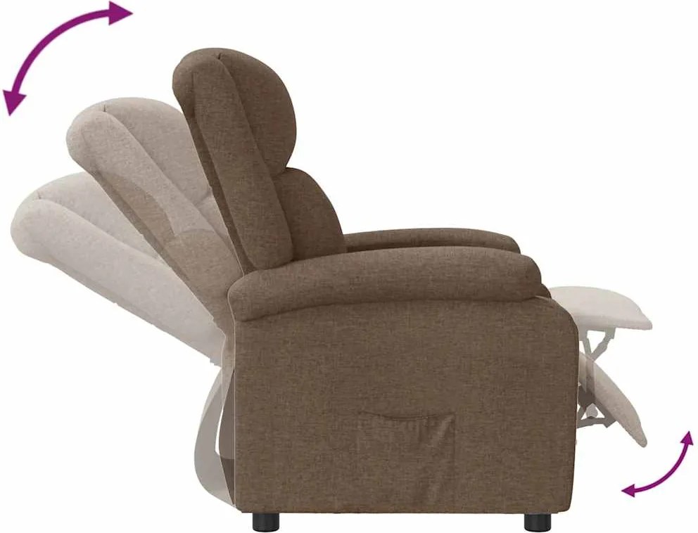 Polohovací křeslo hnědé textil 340183