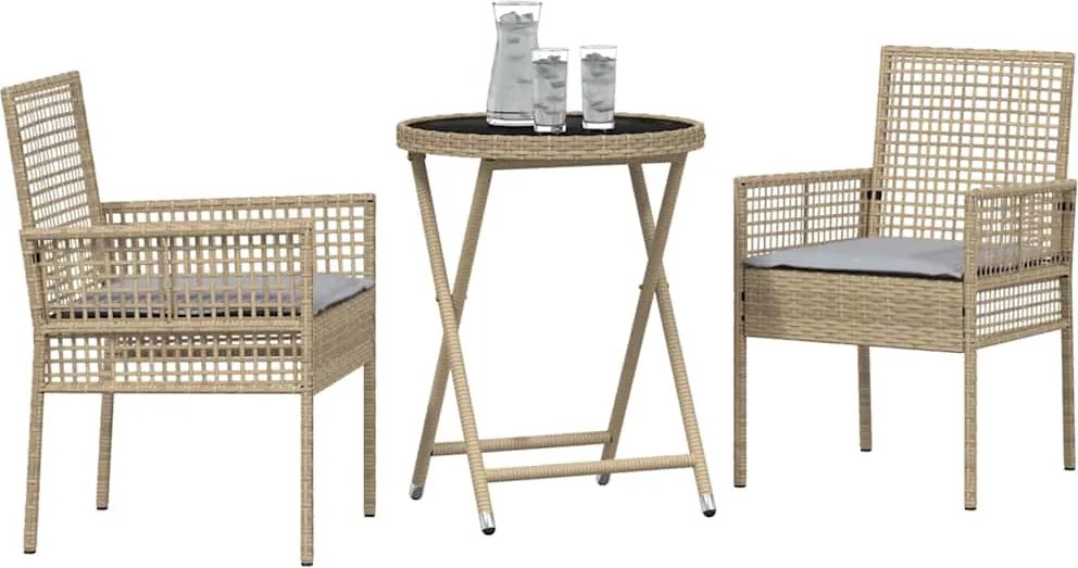 Zahradní bistro set 3 ks Béžová polyratan 3334965