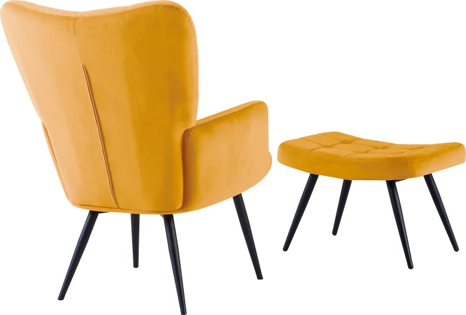 Křeslo s podnoží, žlutá Velvet látka/černá, HABEN