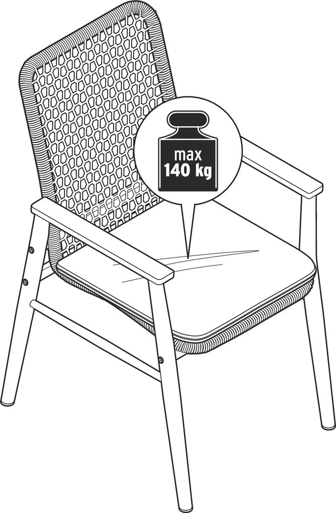 Tchibo - Jídelní židle s teakovými područkami a textilním výpletem - barva: černá