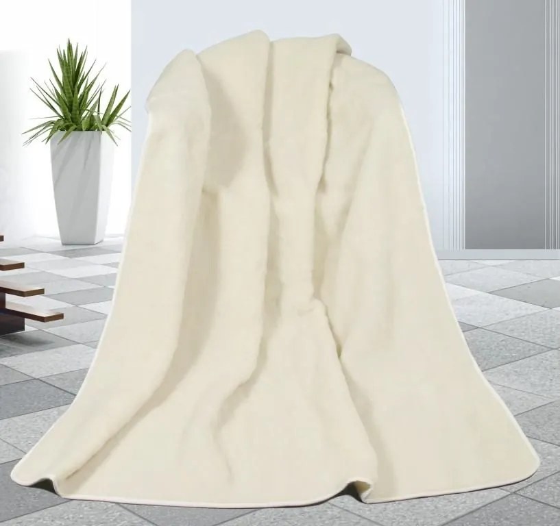 Vlněná deka 155x200cm bílá - evropské merino 155/200
