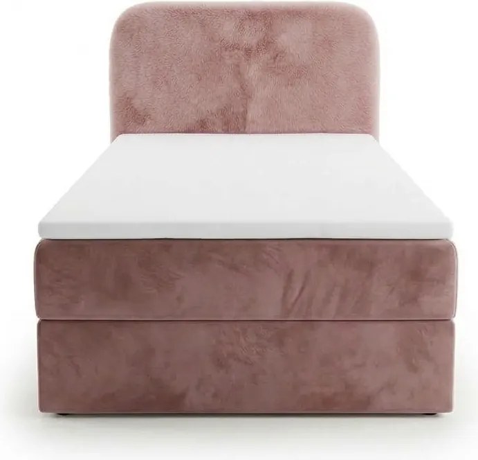 Čalouněná postel boxspring FORENA 90x200 cm starorůžová Matrace: Matrace Bonell pružinová