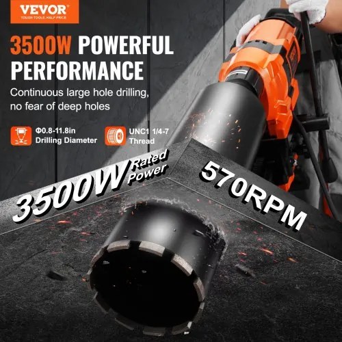 Jádrová vrtačka 2–30 cm Diamantová jádrová vrtací souprava s průměrem 3500 W