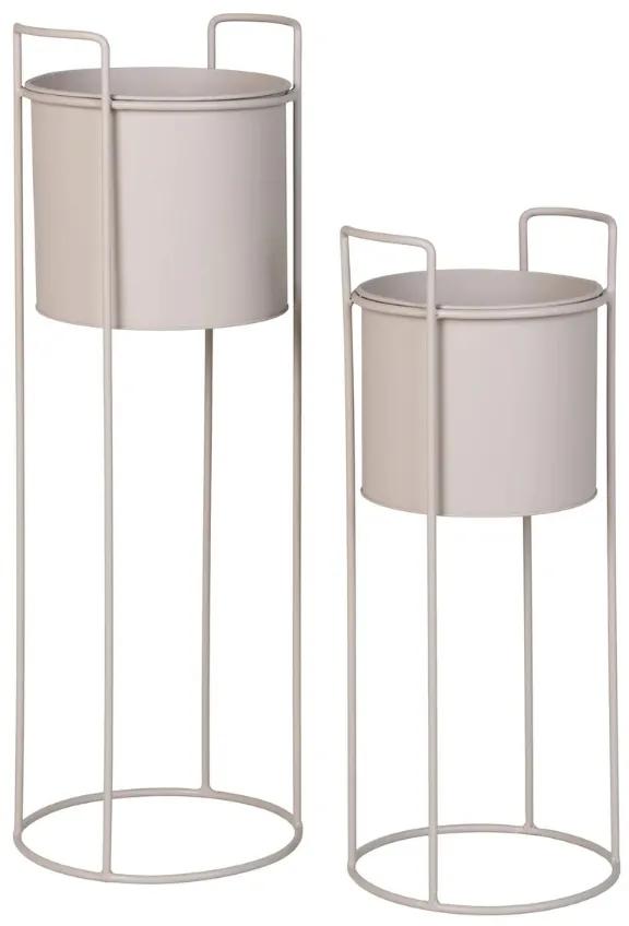 OnaDnes -20% Nordic Living Set dvou béžových kovových květináčů Rabano 18/21,5 cm