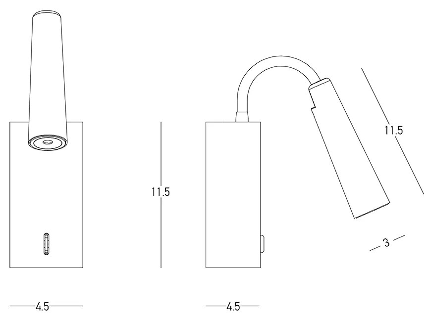 Zambelis H72 nástěnné LED svítidlo pískově černé, 3W, 3000K, 11,5cm