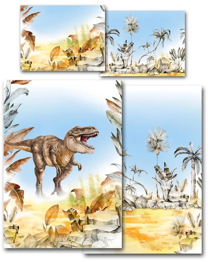 Povlečení Veba GEON tisk Dinosauři Tyranosaurus Rex Velikost: 140x200 cm + 70x90 cm
