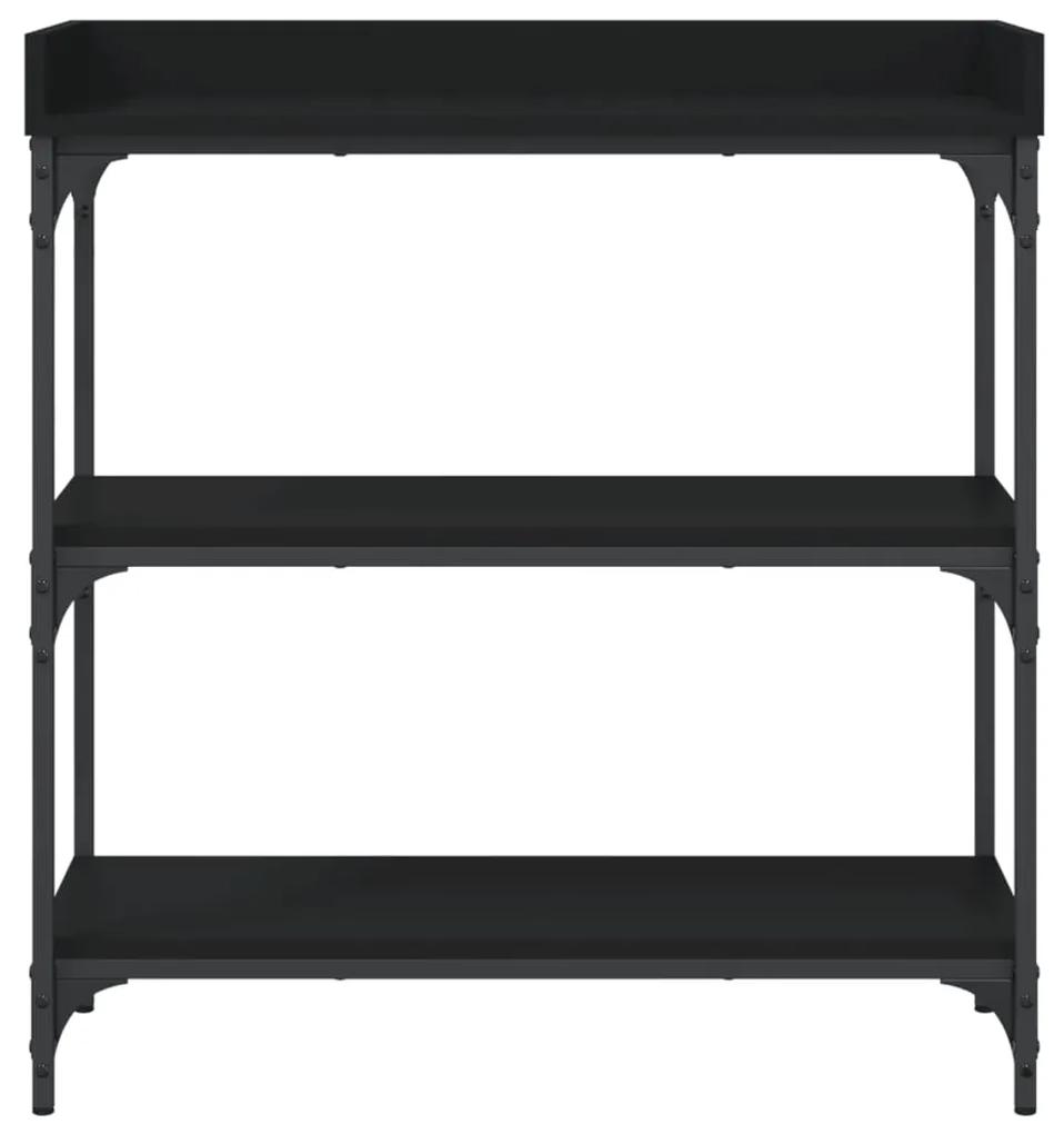 Konzolový stolek s policemi černý 75 x 30 x 80 cm