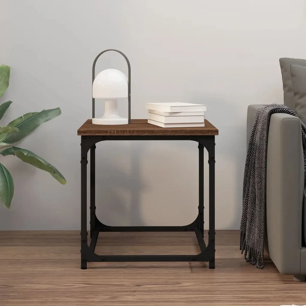 Odkládací stolek hnědý dub 40 x 40 x 40 cm kompozitní dřevo - Default Title