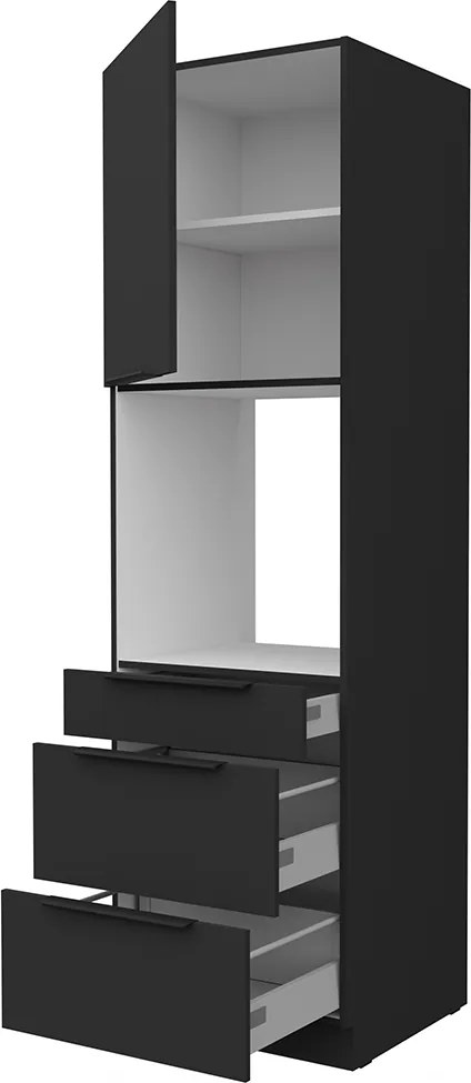 ARIA cc | vysoká skříňka 60 DPS-210 3S1F na vestavnou troubu | PREMIUM BOX | 60 cm | ANTI FINGERPRINT povrch | černá