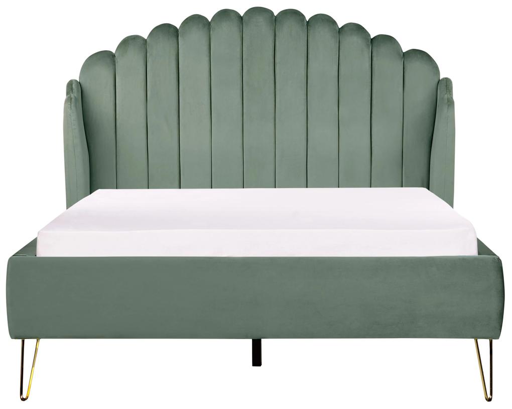 Sametová postel 140 x 200 cm zelená AMBILLOU Beliani