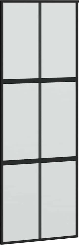 Posuvné dveře se sadou kování černé 76x205 cm Tvrzené sklo 3375820
