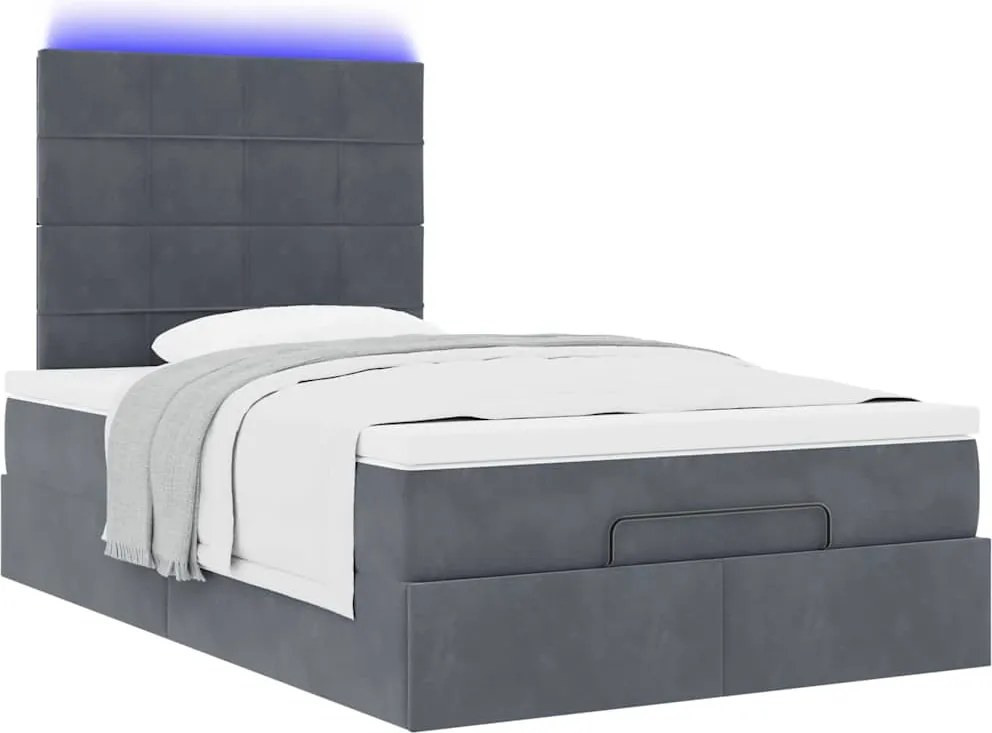 Osmanský rám postele s matracemi tmavě šedá 120x190 cm samet 3314307