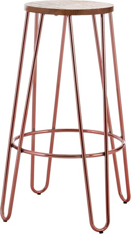 Barová stolička z jilmového dřeva v přírodní barvě/v růžovo zlaté barvě (výška sedáku 75 cm) District – Premier Housewares