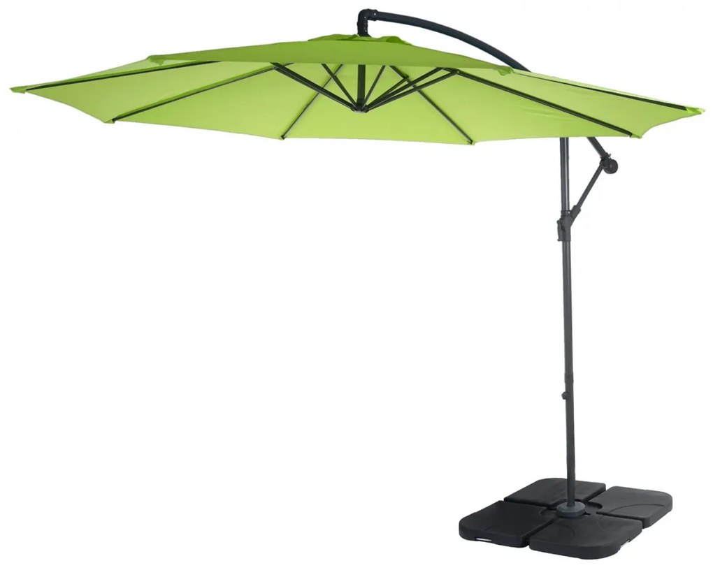 Slunečník Acerra Ø 3m se zátěží - polyester/ocel - zeleno-citronová