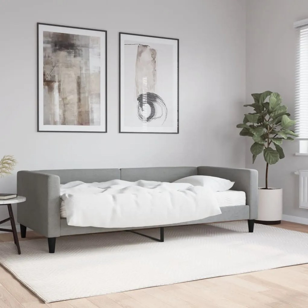 Válenda s matrací světle šedá 90 x 200 cm textil 3196560