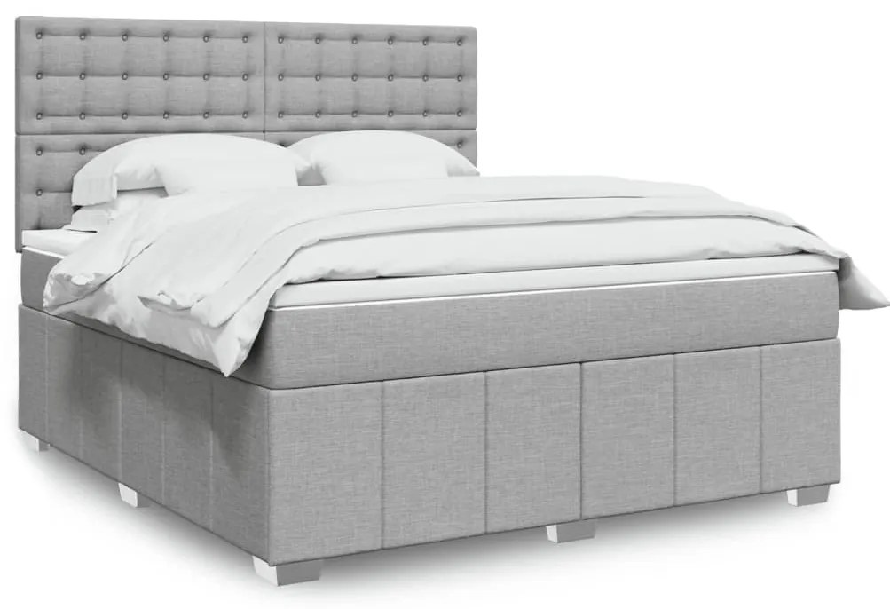 Box spring postel s matrací světle šedá 180 x 200 cm textil 3291761