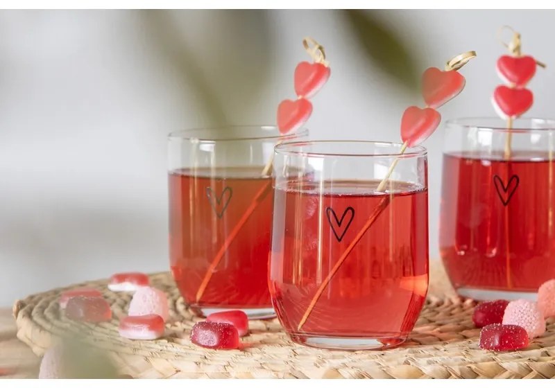 Transparentní sklenička na vodu se srdíčkem - Ø 8*9 cm / 300 ml