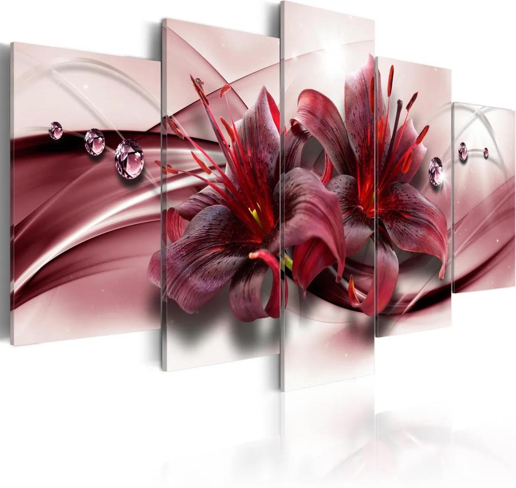 Vícedílný obraz - Vínová lilie (200x100 cm) - Murando DeLuxe