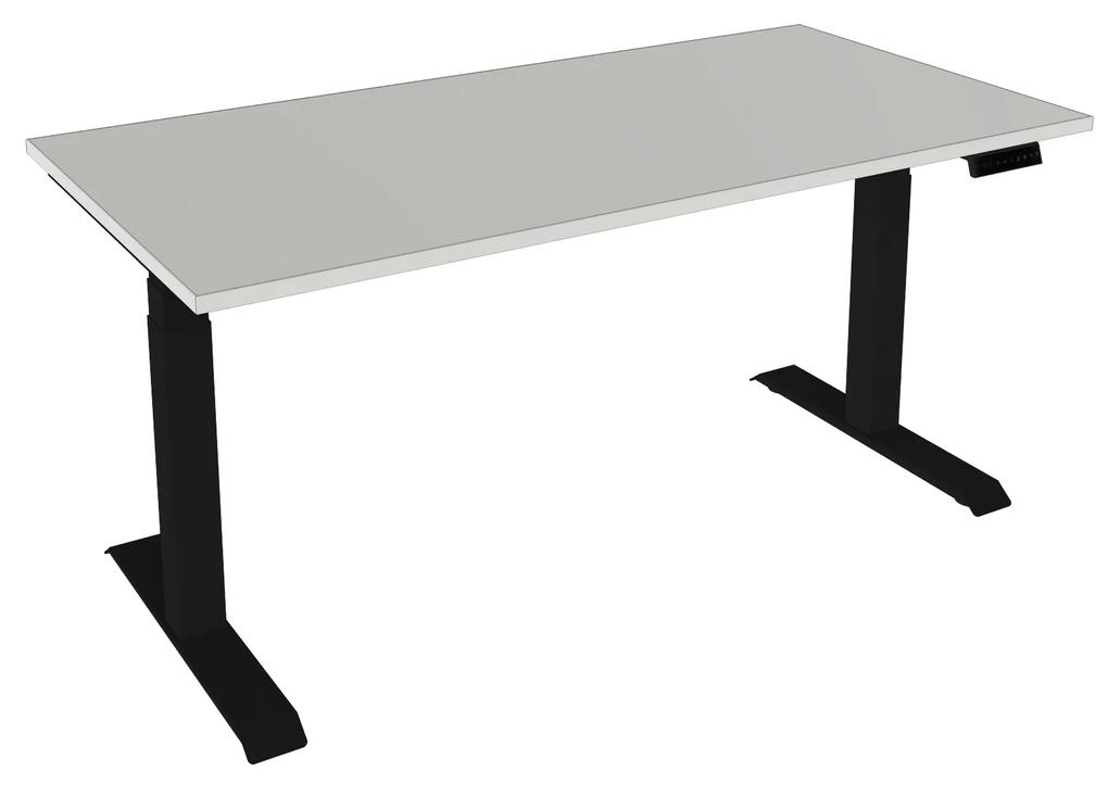 NOBL Dynamic + Elektr. nastavitelný polohovací stůl 160x80 s pamětí Dynamic + Dekor stolové desky: šedá, Barva podnože: černá