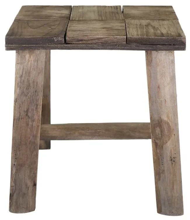 Hnědá dekorační dřevěná lavice se vzorem na sedadle Tanoak - 33*24*33 cm