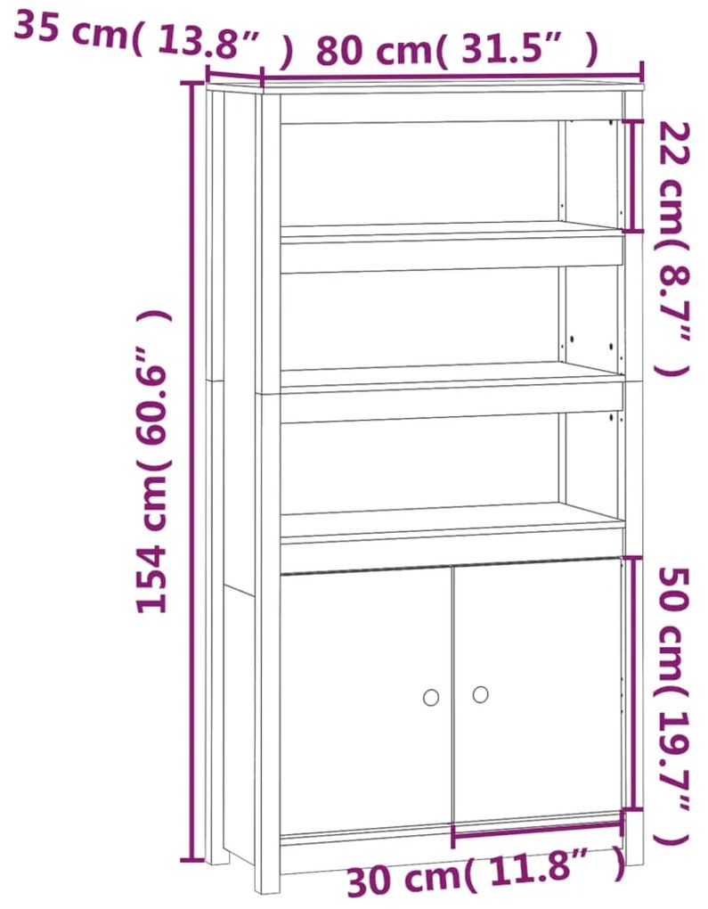 Skříň highboard medově hnědá 80 x 35 x 154 cm masivní borovice,  823522