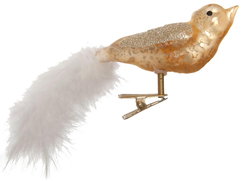 Vánoční ozdoba ptáček s peříčkem  - 15*4*6 cm