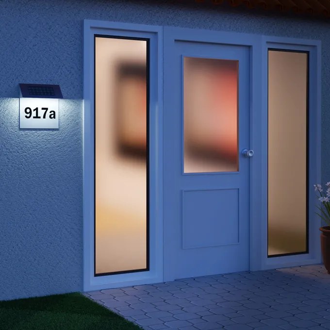 LED solární domovní číslo bílé 105371