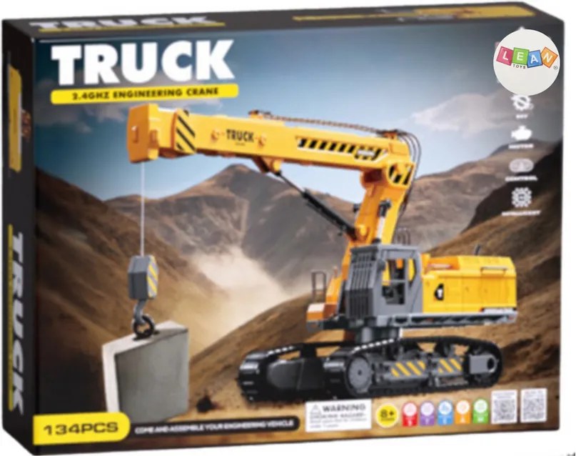 LEAN Toys Pásové rypadlo na sestavení DIY s dálkovým ovládáním RC, 133 dílů