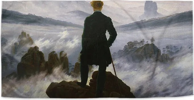 Sablio Ručník Poutník nad mořem mlhy - Caspar David Friedrich - 30x50 cm