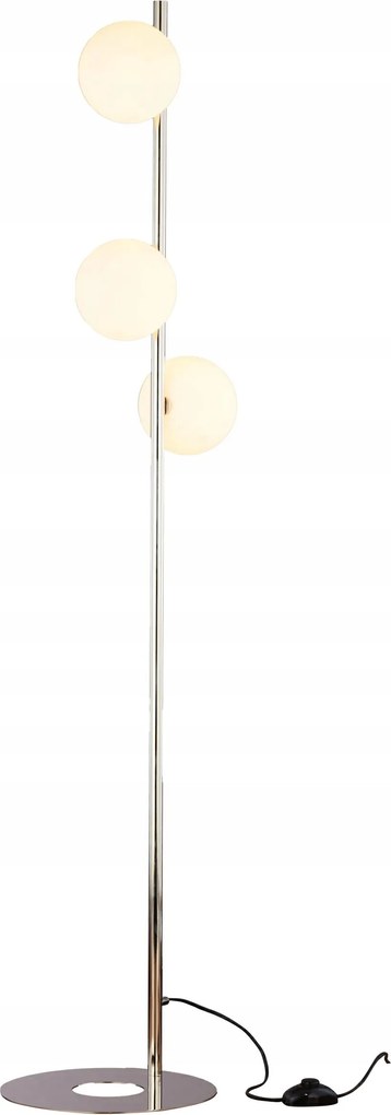 Podlahová lampa Feme Stříbrná Bílá Skleněná Stínidla 3xG9 151 cm Stojací lampa