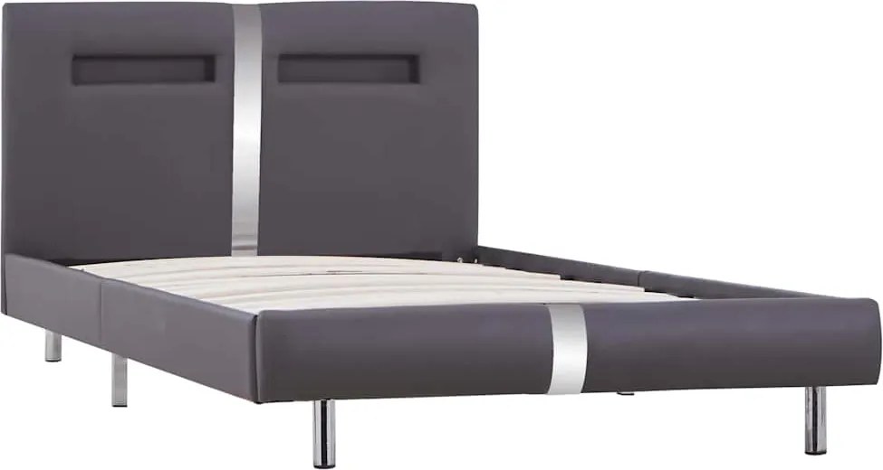 Rám postele s LED šedý umělá kůže 90 x 200 cm 280856