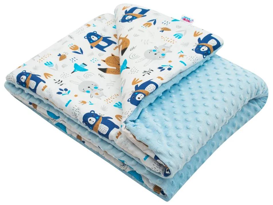 Dětská deka z Minky s výplní New Baby Medvídci modrá 80x102 cm Modrá