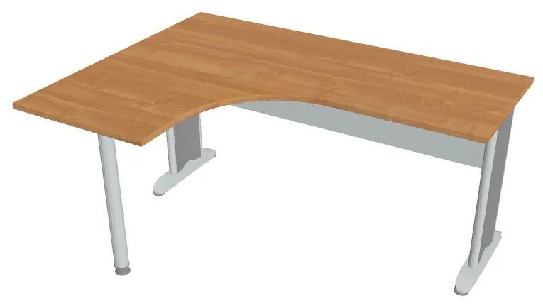 Stůl ergo oblouk pravý 160×120/60 cm - Hobis Cross CE 60 P Dekor stolové desky: olše, Dekor lamino podnože: šedá, Barva nohou: Stříbrná